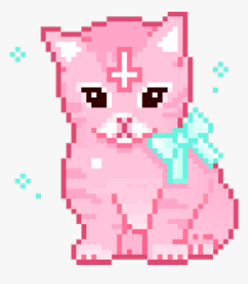 Pink Cat Pixel Art , Png Download - Pastel Goth Pixel Png, Transparent ...