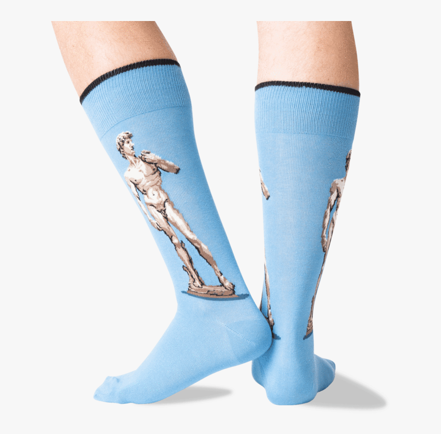 Men S Michelangelo S David Crew Socks In Blue Front - Tights, HD Png ...