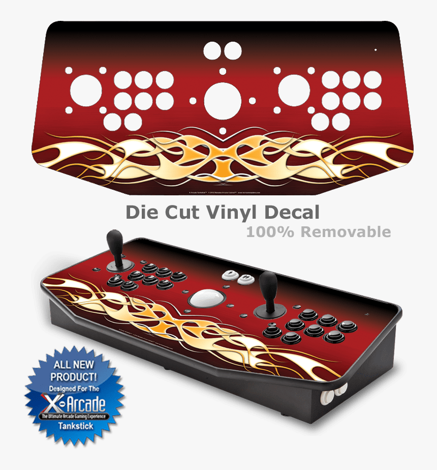 Gold Flames X-arcade Tankstick Graphic Overlay - X Arcade Tankstick Art ...