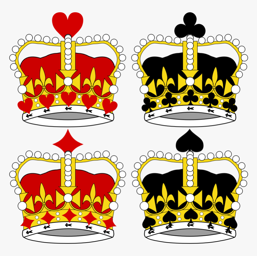 Stylized Crowns For Card Faces - King And Queen Of Hearts Crown, HD Png ...
