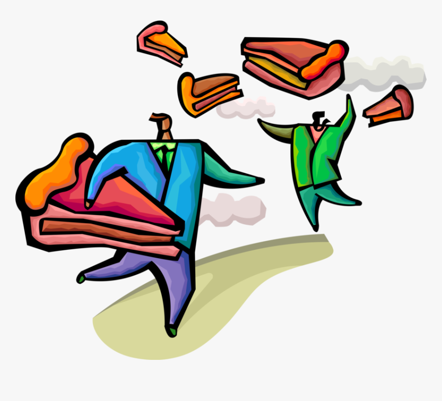 Vector Illustration Of Businessmen Grab Their Slice, HD Png Download ...
