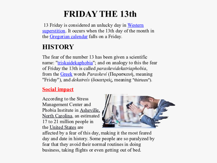 Meaning History Of Friday The 13th, HD Png Download , Transparent Png ...