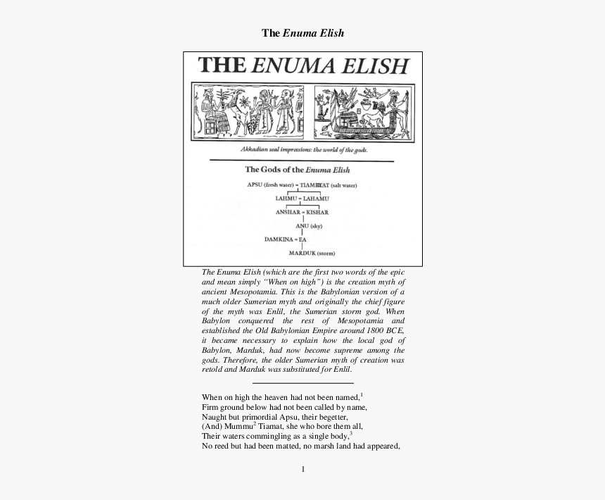 Enuma Elish Pdf, HD Png Download , Transparent Png Image - PNGitem
