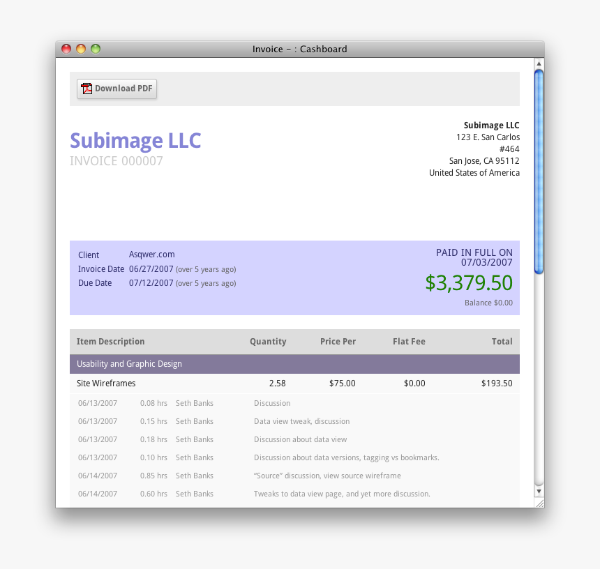 Invoices customers