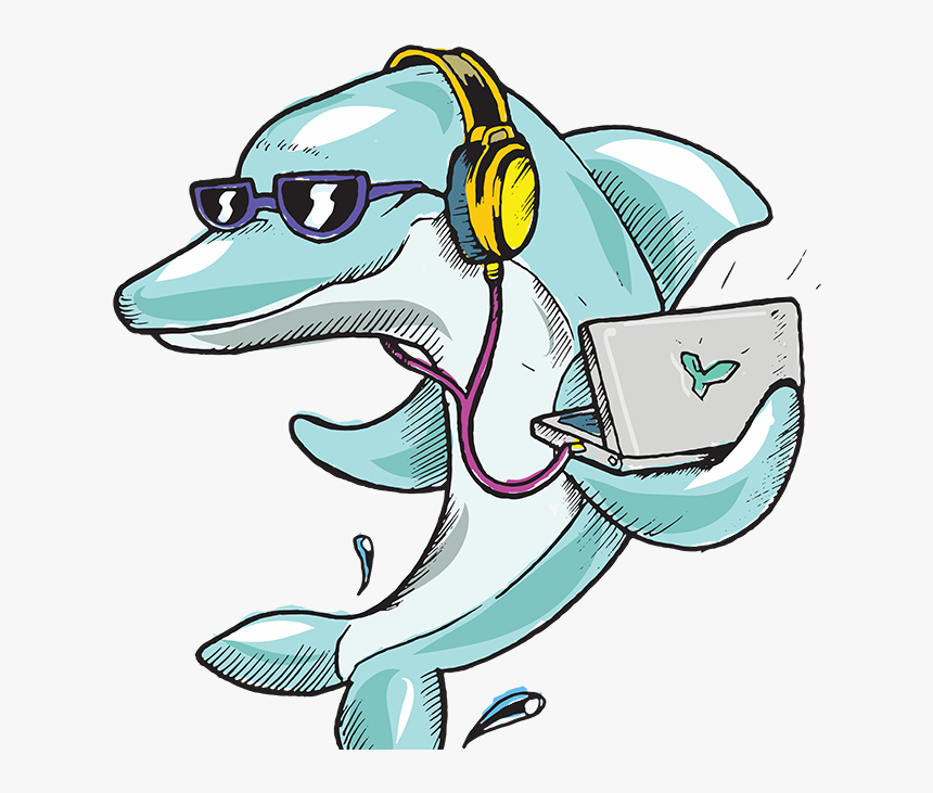 Dolphinmusic Vector Illustrator Cc Illustration Design - Cartoon, HD ...