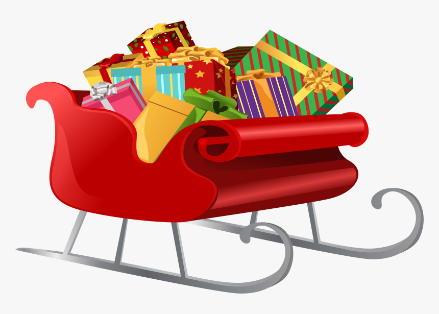 Santa Sleigh With Gifts Png Clip Art Image - Santa Sleigh With Presents ...