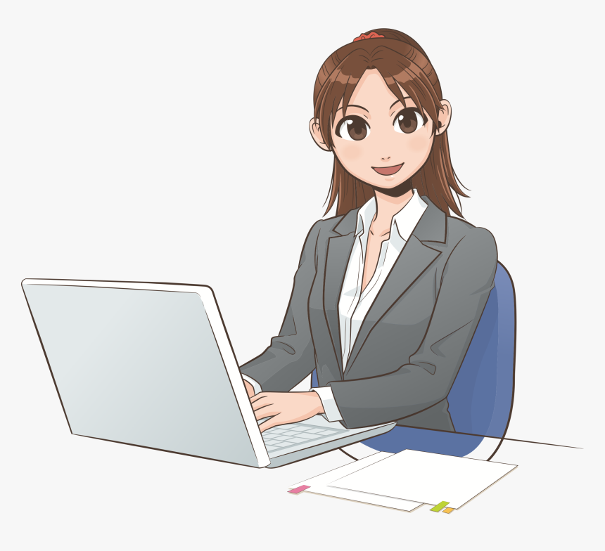 Female User Big Image - Computer User In Cartoon, HD Png Download ...