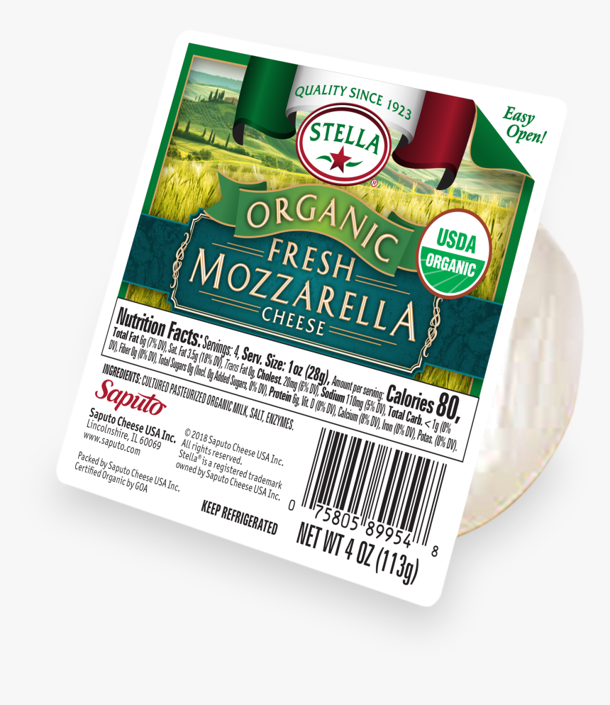 Organic Fresh Mozzarella Cheese - Stella Organic Fresh Mozzarella, HD ...