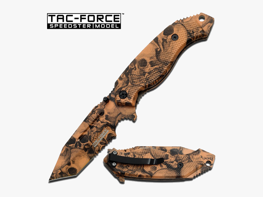 Tan Skull Camo Knife With Blood Groove Data Rimg - Engraved Pocket ...