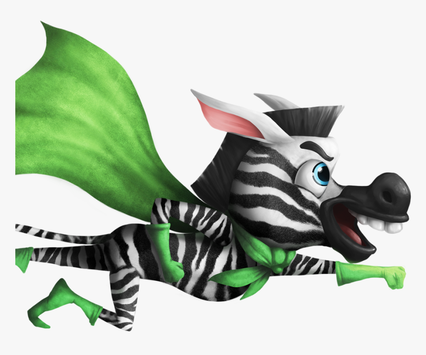 Flying Zebra Hero With A Green Cape, Gloves, And Boots - Illustration ...