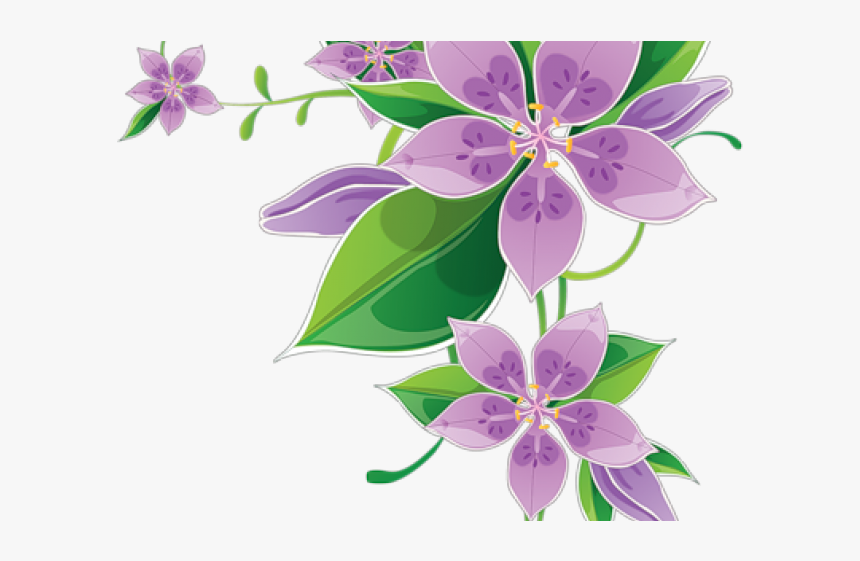 Purple Flower Clipart Corner Border - Pastel Corner Design Of Flowers ...