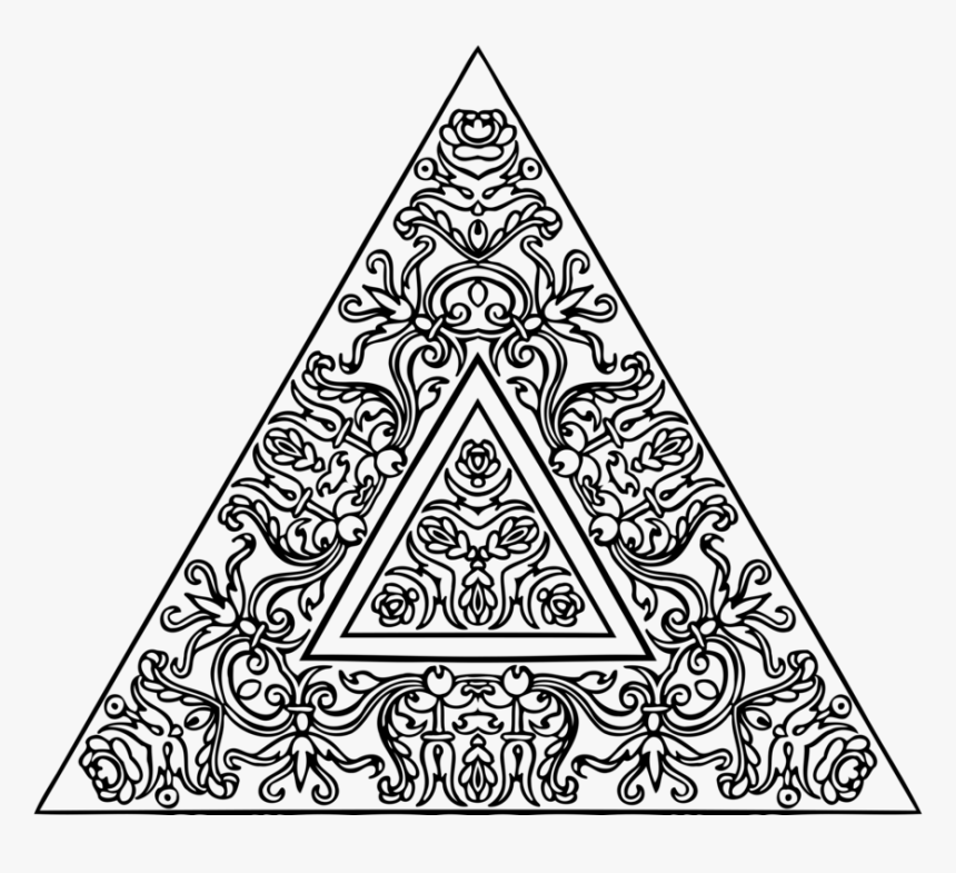 Line Art,art,triangle - Black And White Mandala For Wall Art, HD Png ...