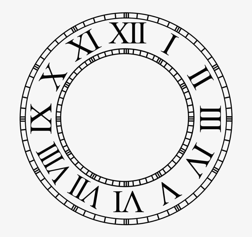 Clock Face Vector Art - Transparent Roman Numeral Png, Png Download ...