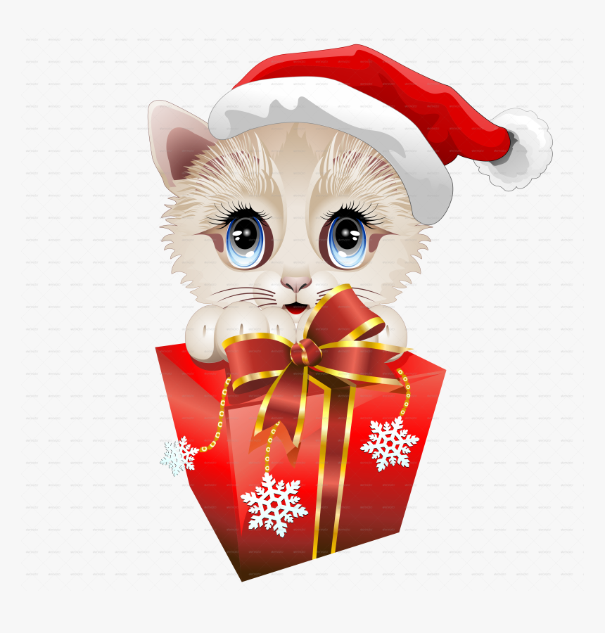 Kitten Clipart Christmas Santa - Cute Kitten Transparent Iclipart, HD ...