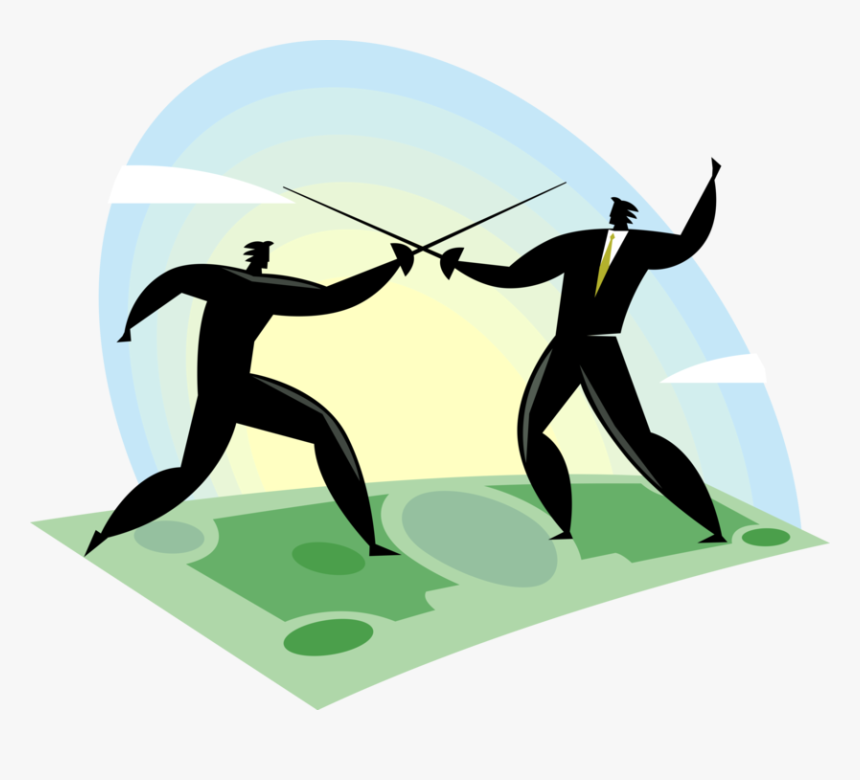 Vector Illustration Of Business Competitor Fencers - Illustration, HD ...