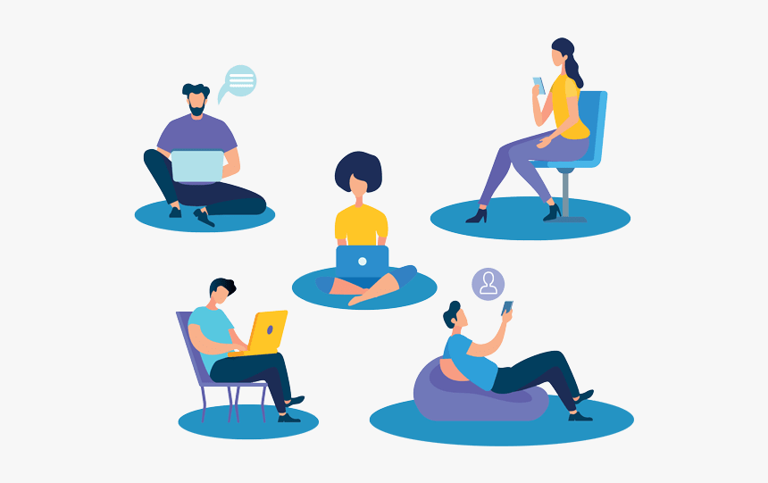 Young People Using The Internet - People Using Devices Illustration, HD ...