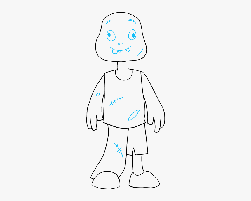 How To Draw Zombie - Line Art, HD Png Download , Transparent Png Image ...