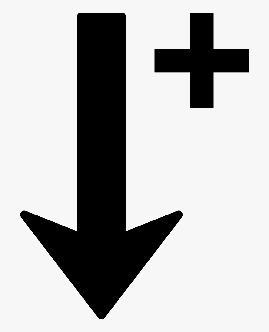 Sort Down Arrow With Plus Sign - Arrow With A Plus Png, Transparent Png ...