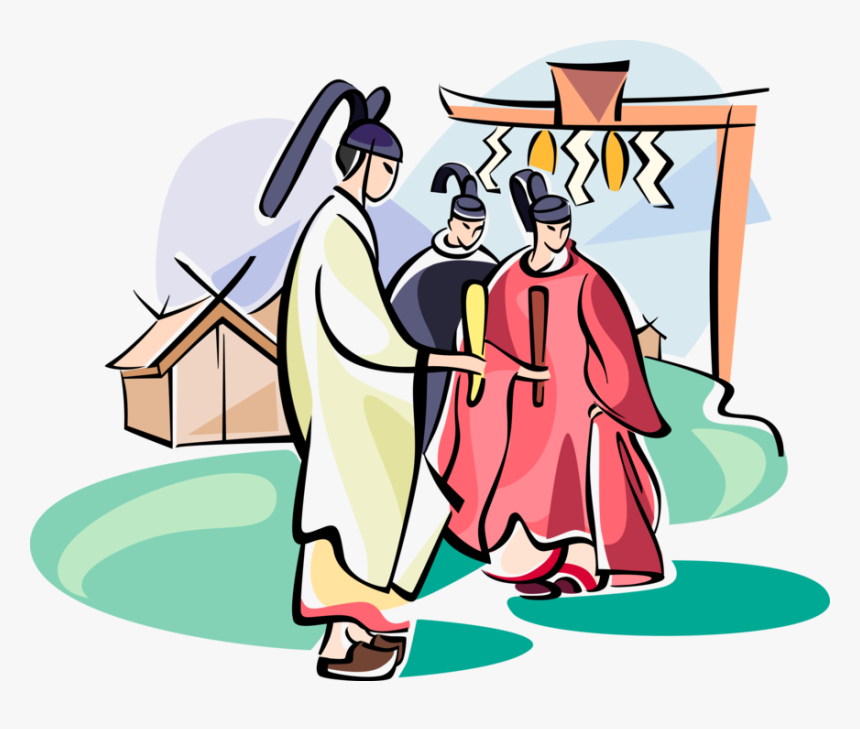 Vector Illustration Of Japanese Shinto Monks Practice - Shintoïsme Png ...