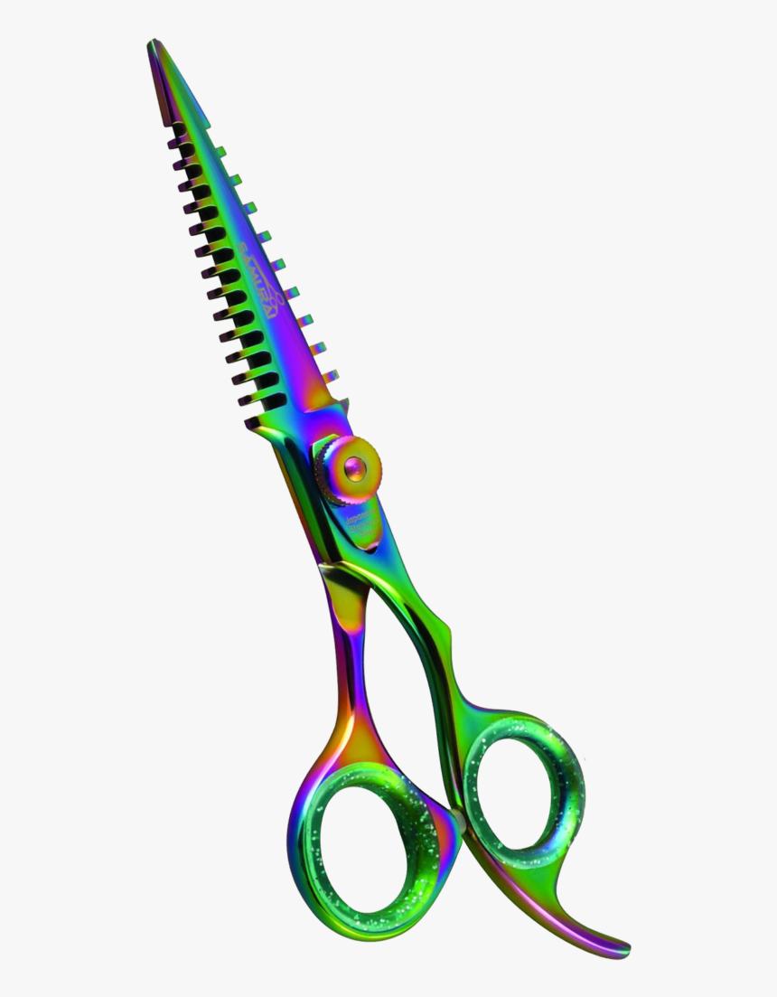 Professional Samurai Blending Shear In Rainbow Titanium - Scissors, HD ...