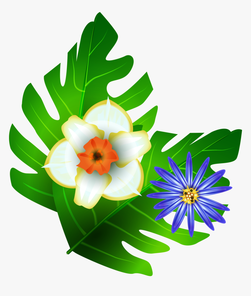 Hand Drawn Cartoon Green Summer Flower Decoration Vector - Illustration ...