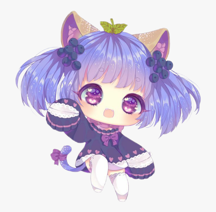 #blueberry #blue #chibi #kawaii #girl - Anime, HD Png Download ...