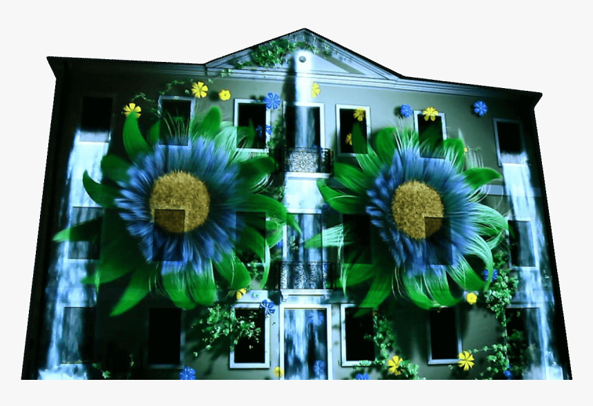 Projection Mapping Flower Design Building, HD Png Download ...