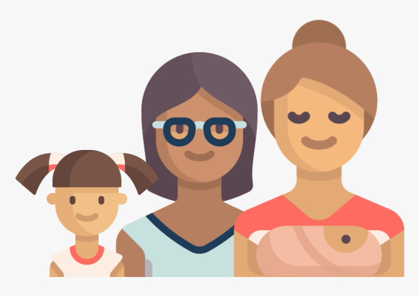 Moms And Daughter@2x - Cartoon, HD Png Download , Transparent Png Image ...