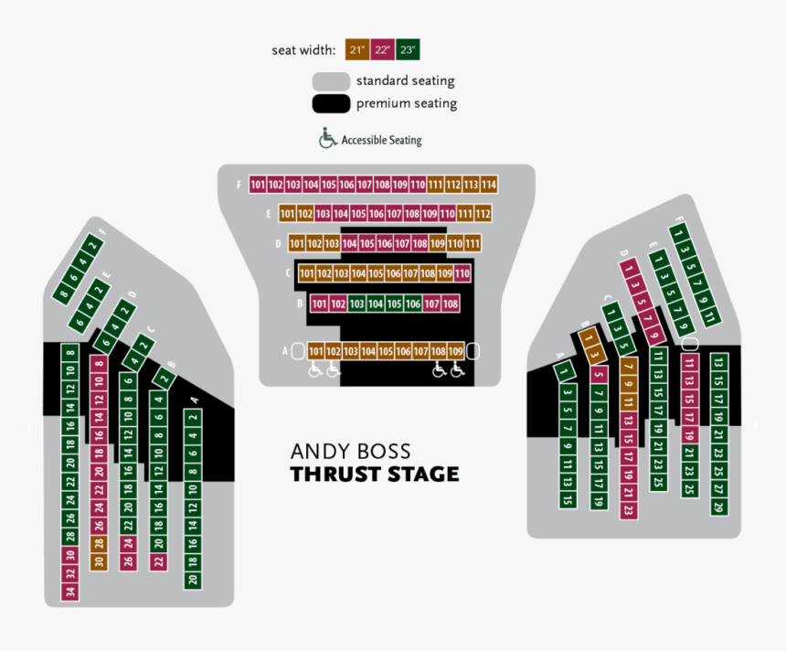 Andy Boss Thrust Stage Seating Chart With Seat Widths - Graphic Design ...