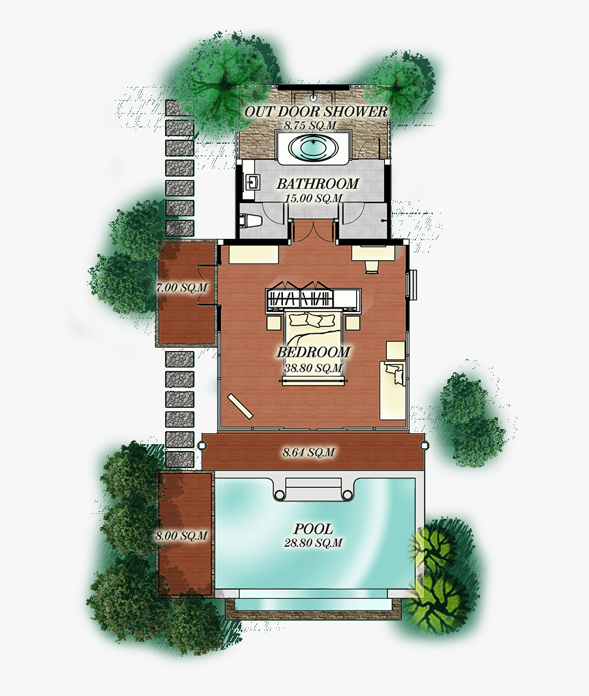 Pool Villa Beachfront Seaview Plan - Floor Plan, HD Png Download ...