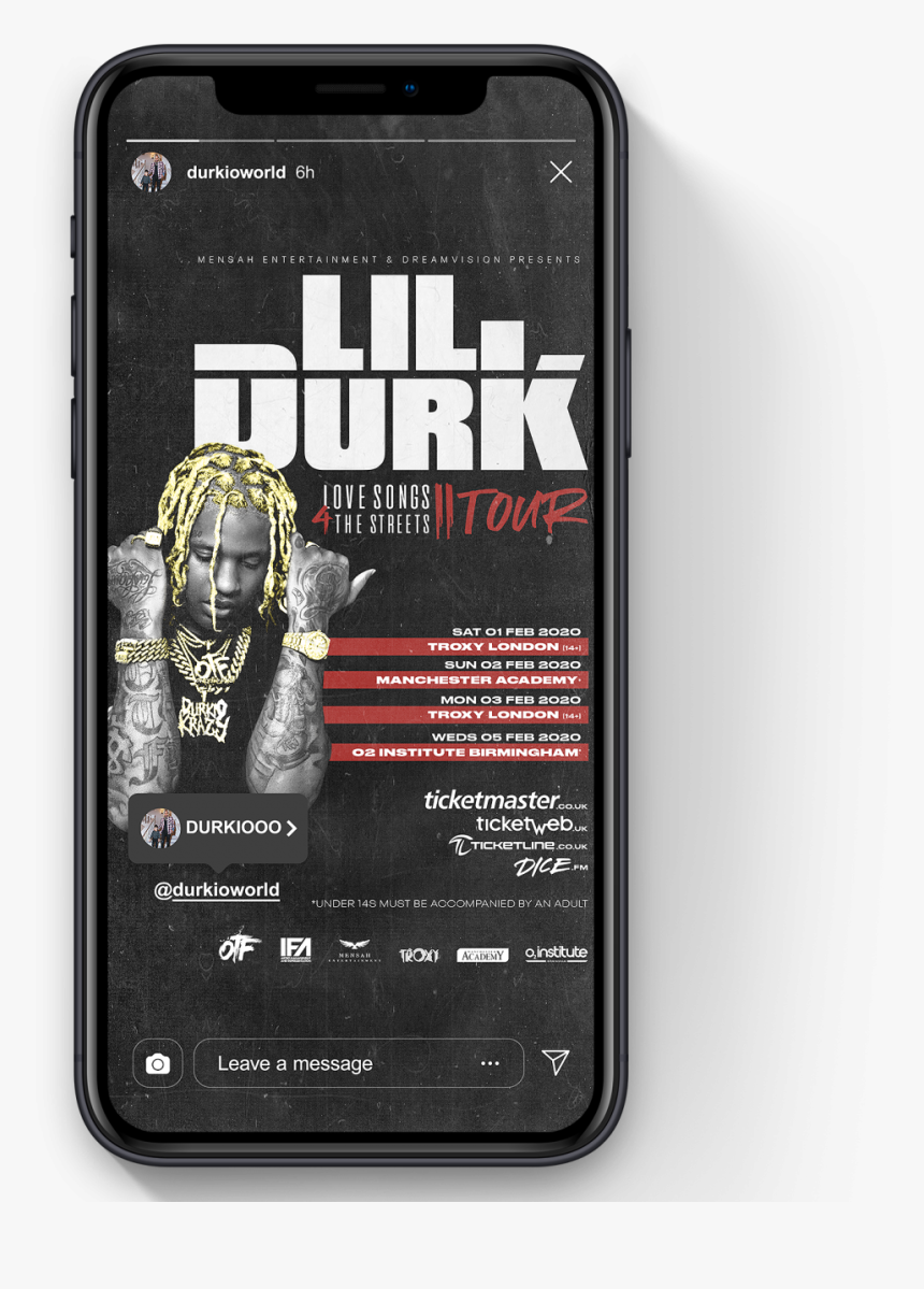 Lil Durk Uk Tour 2020, HD Png Download , Transparent Png Image - PNGitem