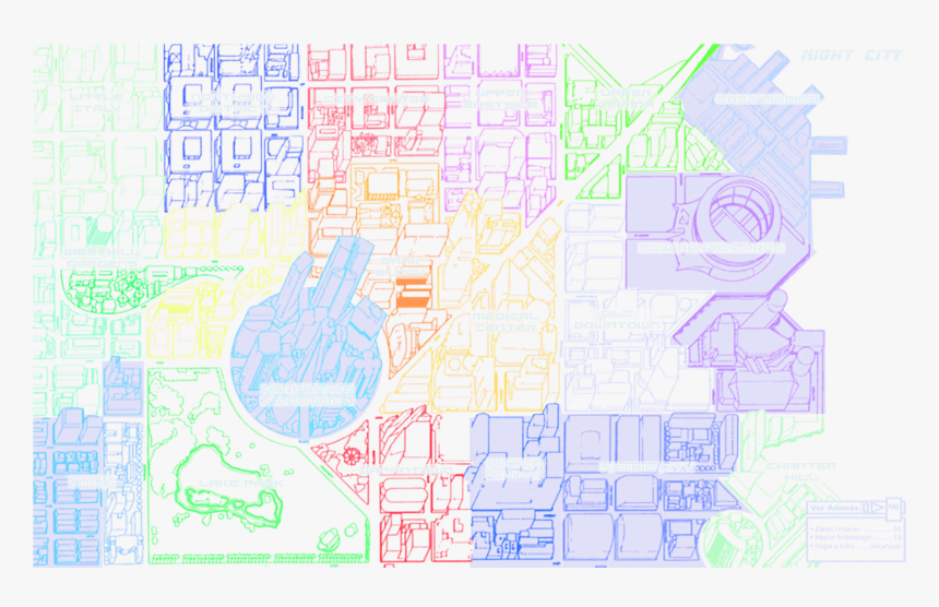 Transparent Night City Png - Cyberpunk Night City Map, Png Download ...