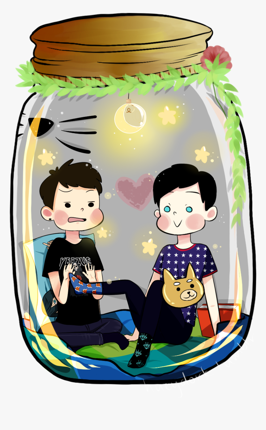 Mini Phan In The Jar Here Is Mini Dan And Phil In Seperate, HD Png ...