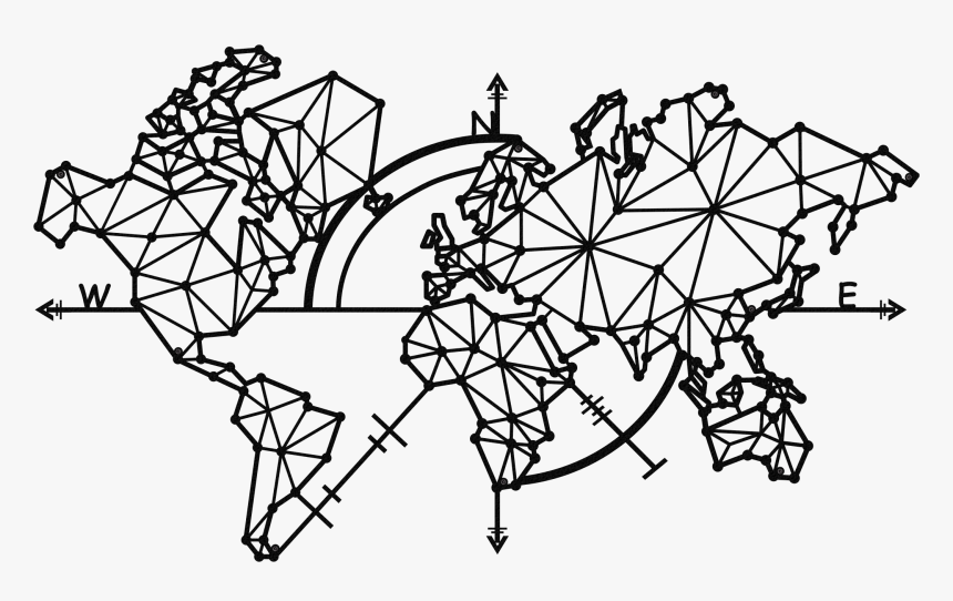 Abstract World Map - מדבקת קיר מפת העולם, HD Png Download , Transparent ...