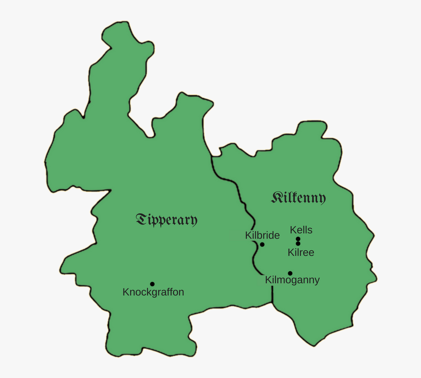 Counties Of Kilkenny And Tipperary With Town Locations - Map, HD Png ...