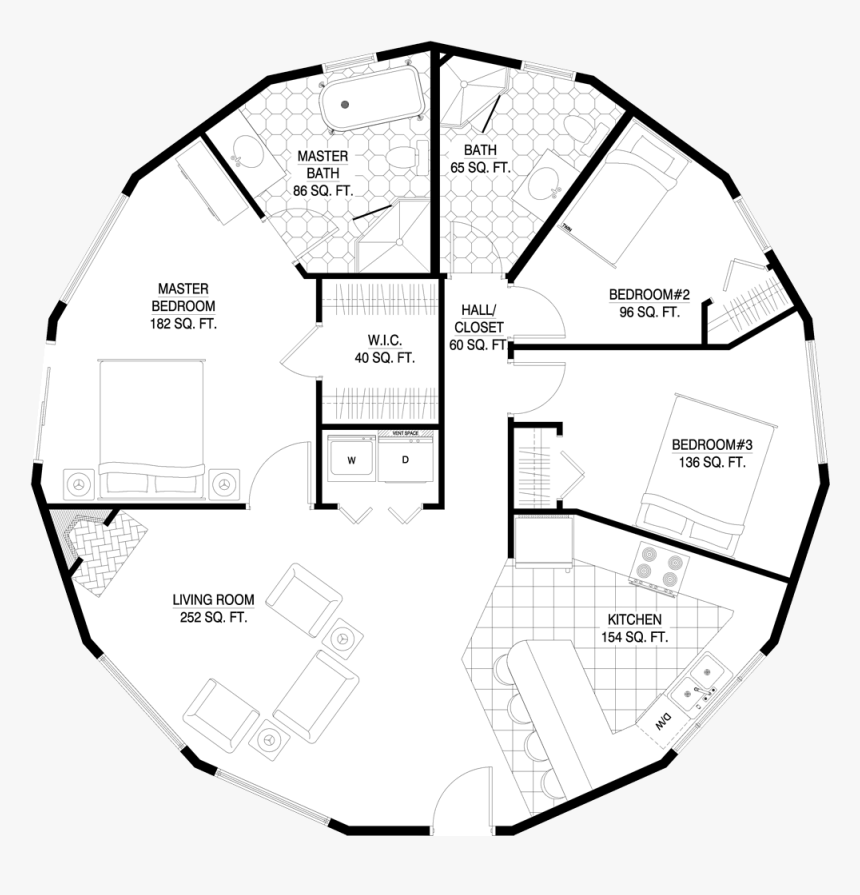 Circular Plan 2bhk, HD Png Download , Transparent Png Image - PNGitem