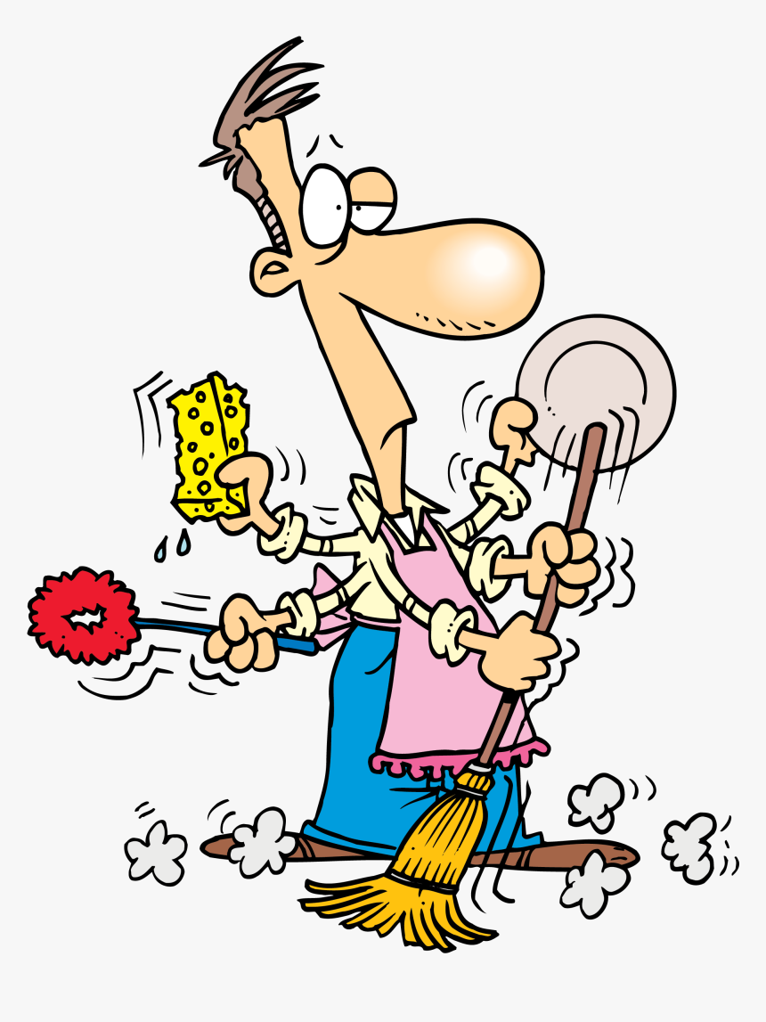 Man Doing Housework Cartoon, HD Png Download , Transparent Png Image ...