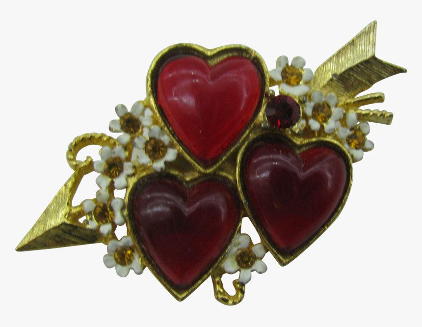 Sweet Vintage Heart Pin With Three Hearts And Arrow - Vintage Hearts ...