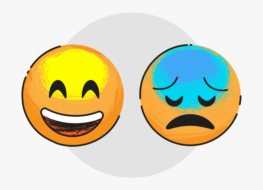 Illustration Of A Happy And Sad Emoji - Smiley, HD Png Download ...