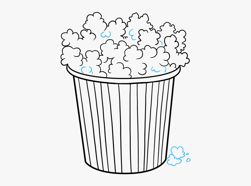 How To Draw Popcorn - Easy Vertical Line Drawing, HD Png Download ...