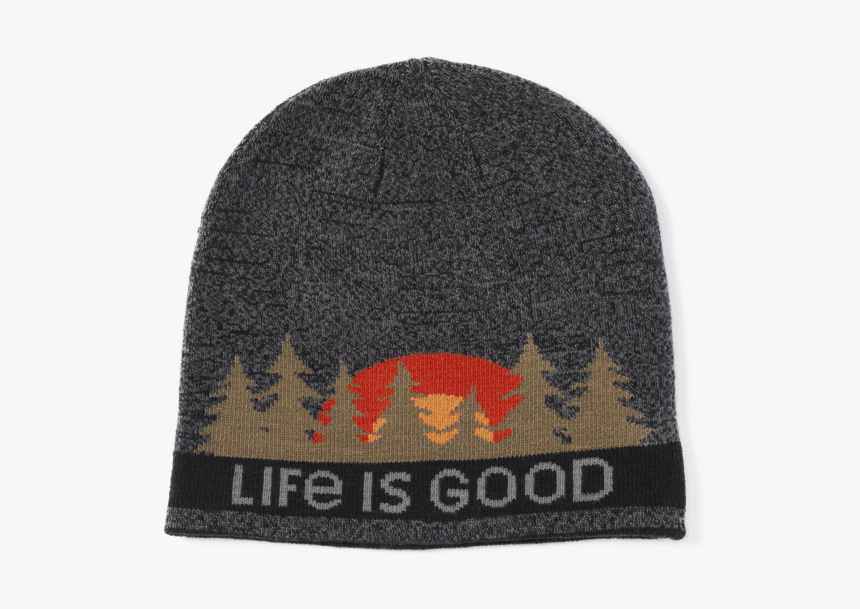 Lig Tree Stripes Reversible Life Is Good Beanie - Beanie, HD Png ...