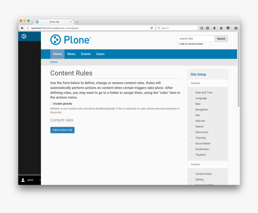 Content Rules Control Panel - Plone, HD Png Download , Transparent Png ...