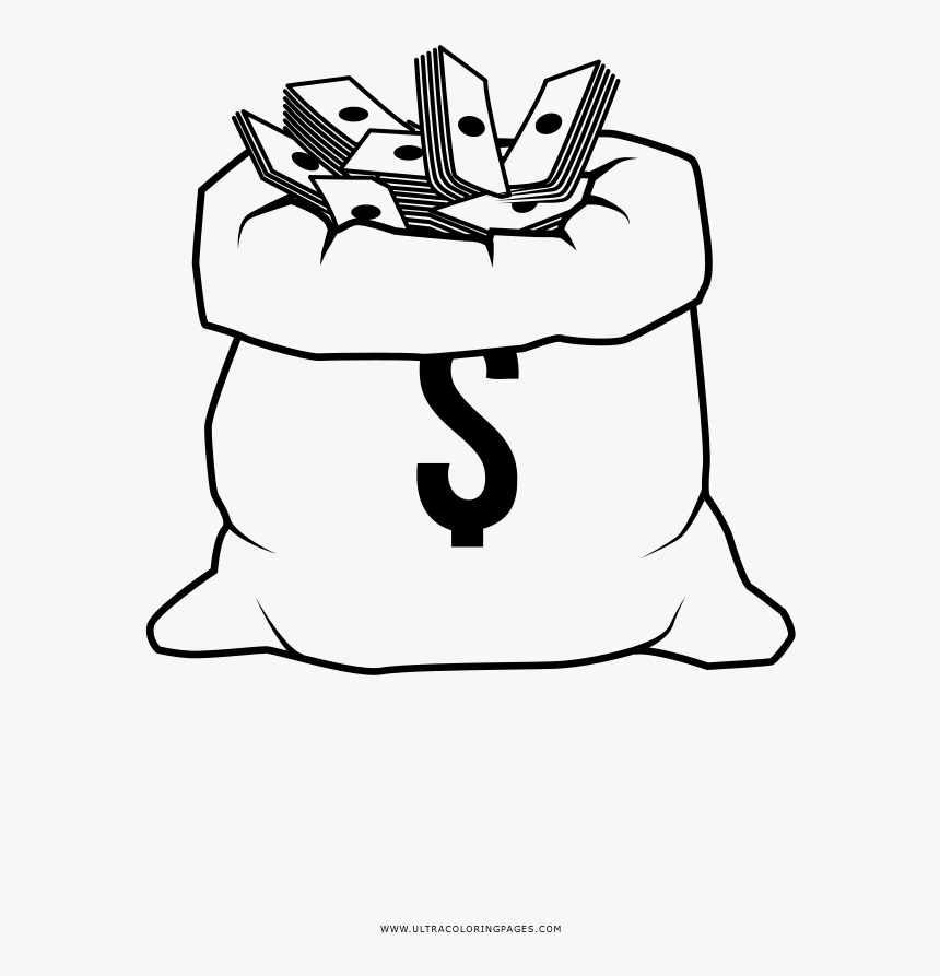 Money Bag Coloring Page - Cartoon, HD Png Download , Transparent Png ...