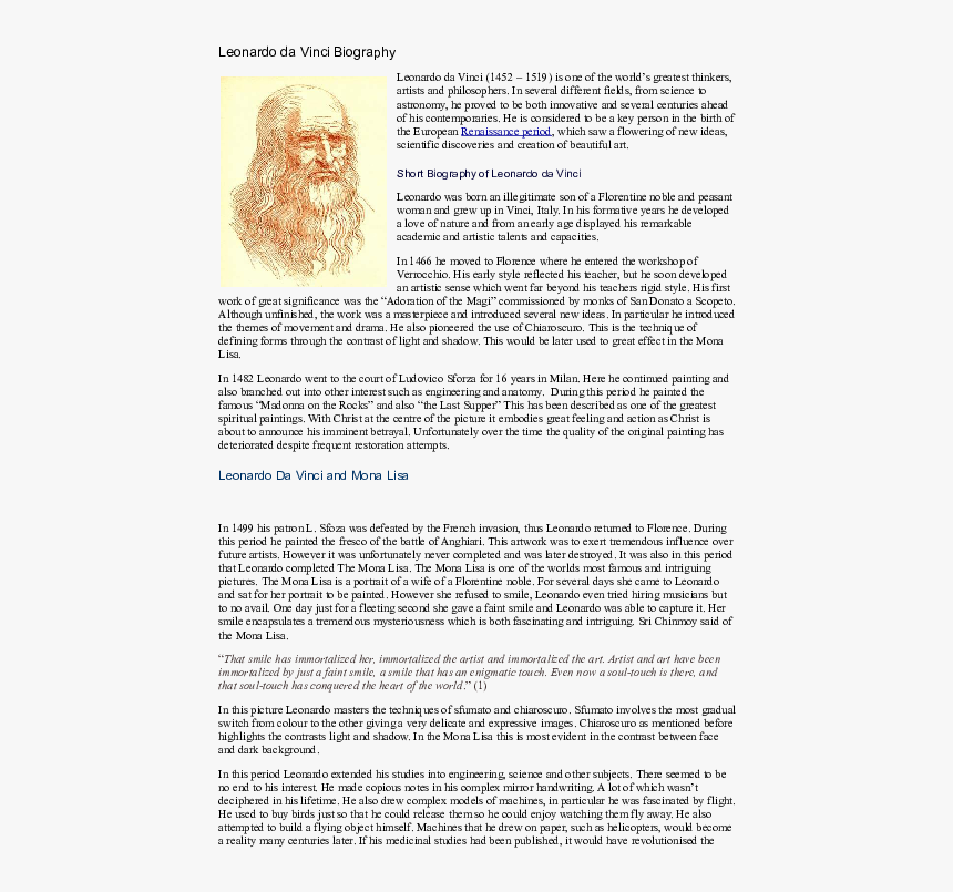 Pdf Leonardo Da Vinci Biography, HD Png Download , Transparent Png ...