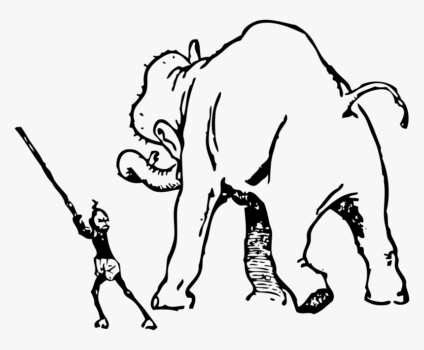 Elephant Gets A Whacking - Cliparts Black And White Elephant Wood Work ...