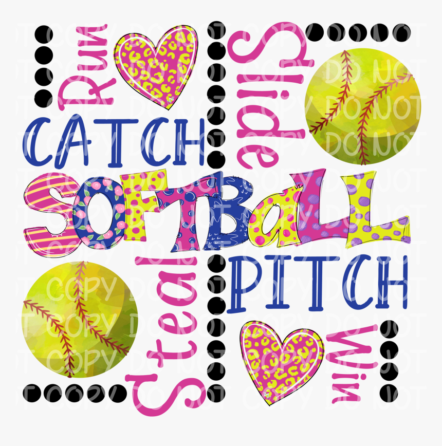 Softball Word Art - Heart, HD Png Download , Transparent Png Image ...