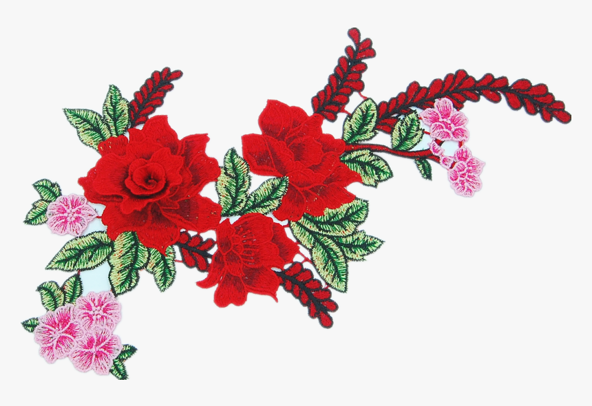 3d Flower Red Rose Applique Embroidery Patches For - Garden Roses, HD ...