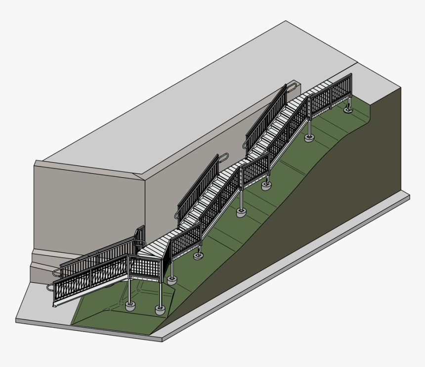 3d Drawing Of Large Hillside Steps - Brutalist Architecture, HD Png ...