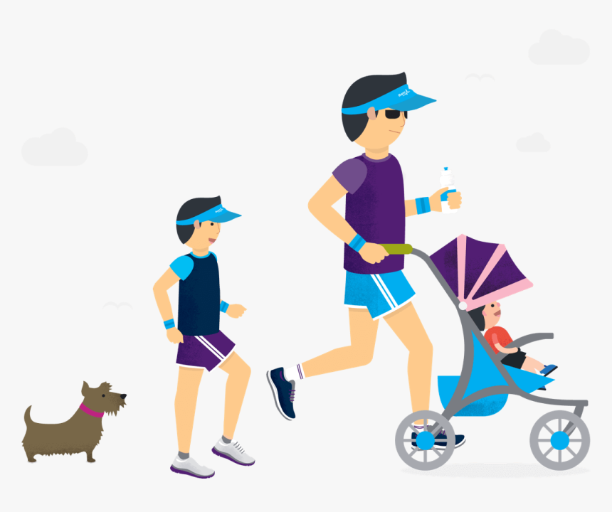 Family Playing Illustration Png , Png Download - Running Family Png ...