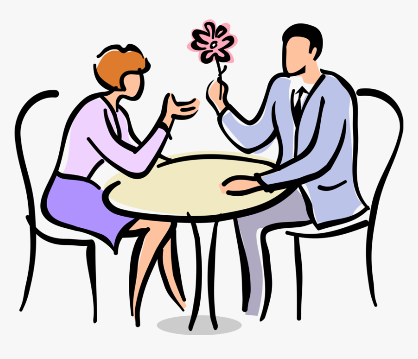 Vector Illustration Of Romantic Couples Enjoy Conversation - Drawing Of ...